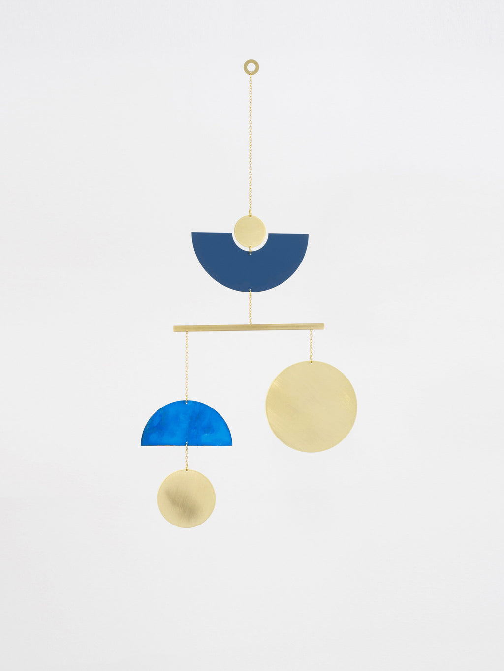 Circle & Line | Pivot Mobile — Blue Patina / Brass
